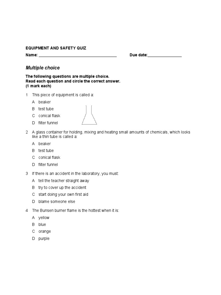 Equipment Names and Uses Quiz | PDF | Laboratory Equipment | Nature