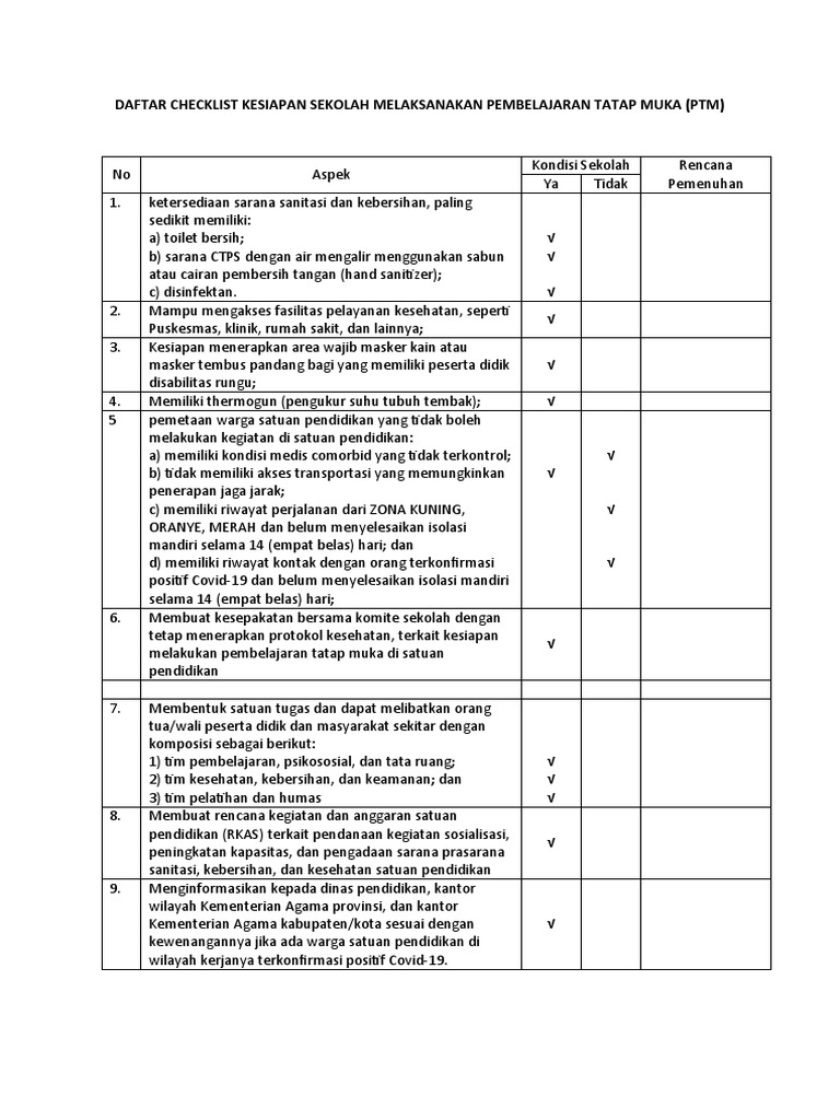 Daftar Ceklist | PDF