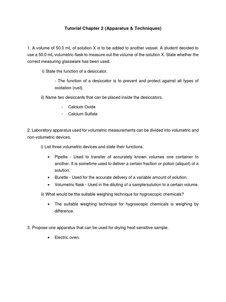 Tutorial Chapter 2 (CHM421) | PDF | Purified Water | Ion Exchange