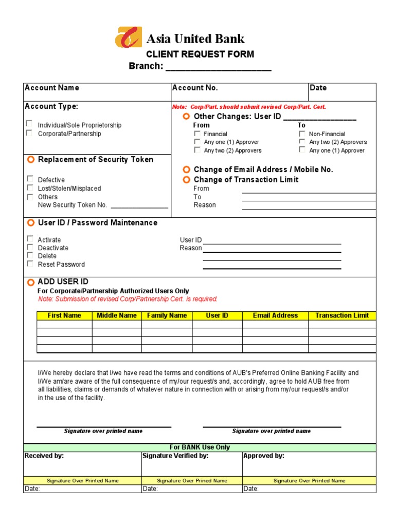 Client Request Form - Ebanking | PDF | Password | Cybercrime