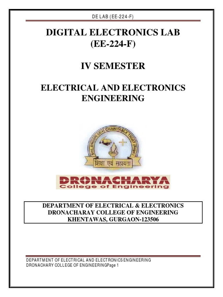 Digital Electronics Lab EE-224-F | Download Free PDF | Logic Gate | Digital Electronics