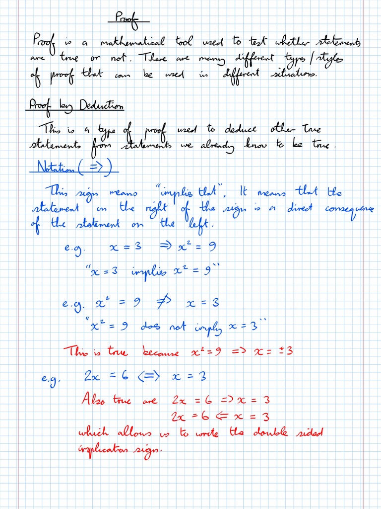 Implication and Proof by Deduction Lesson Notes | PDF