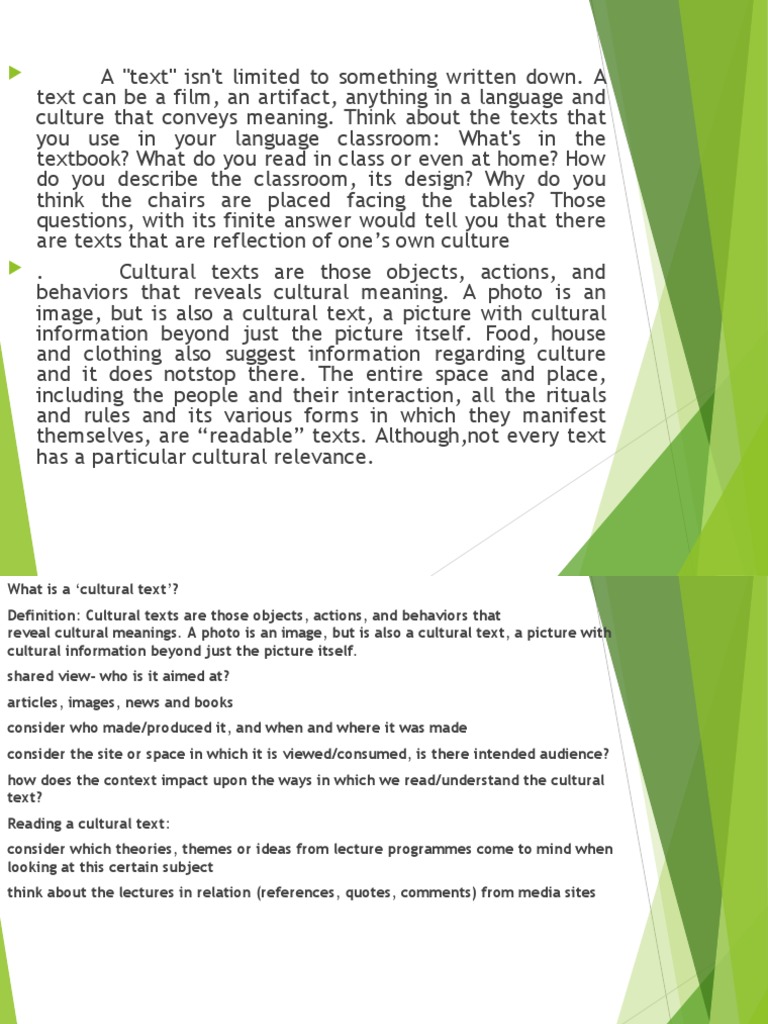 Understanding Cultural Texts and Images | PDF | Relevance | Nonverbal ...