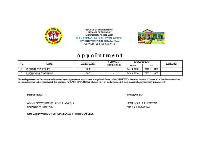 Appointment BNS List | PDF