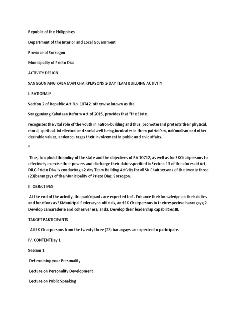 Activity Design | PDF | Government