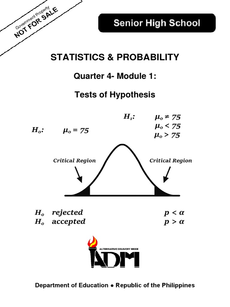 StatProb11 Q4 Mod1 Tests-Of-Hypothesis Version2 | PDF | Statistical ...
