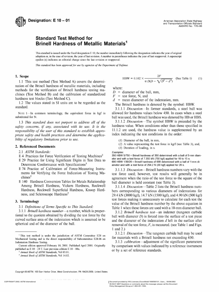 Astm-E-10 PDF | PDF