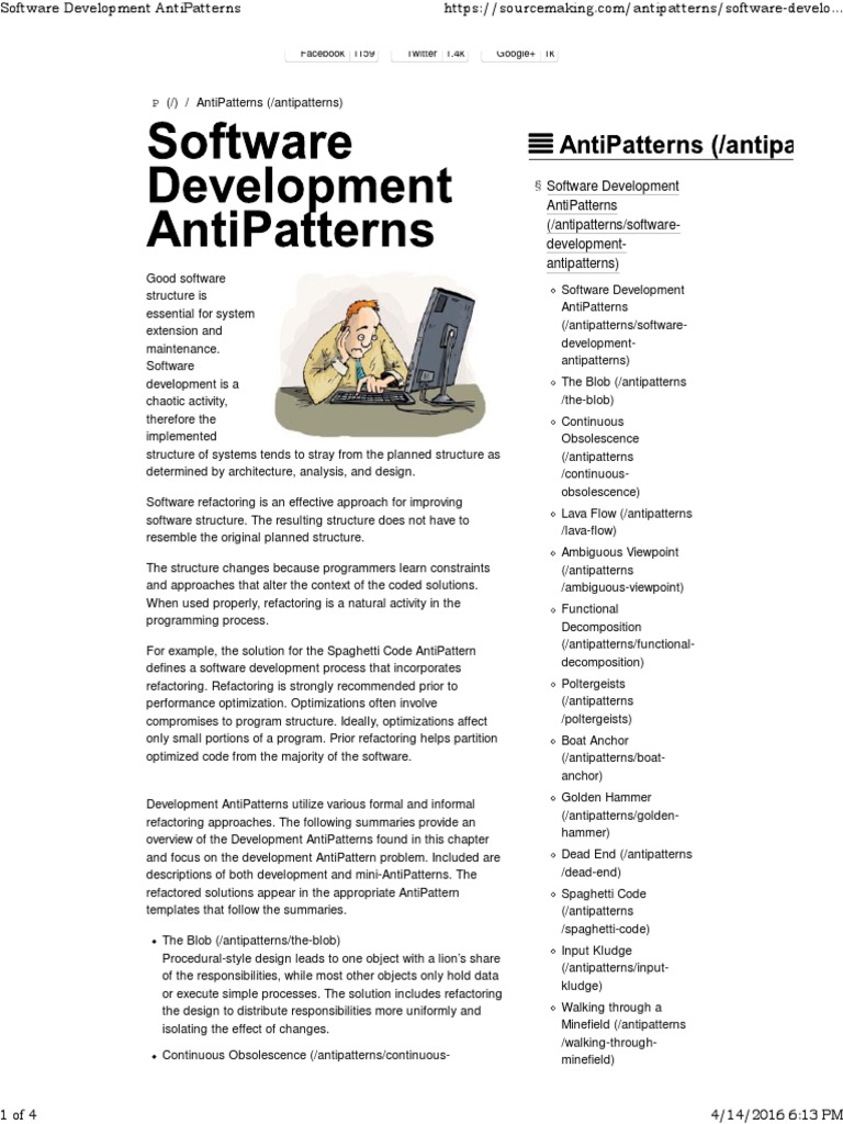 Software Development Antipatterns Pdf Software Development Object Oriented Programming 