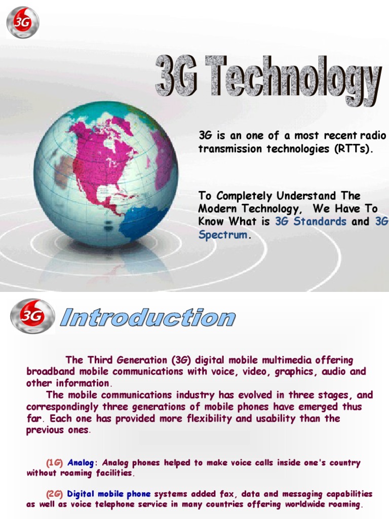 3G Is An One of A Most Recent Radio Transmission Technologies (RTTS ...