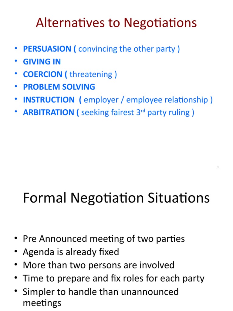 Alternatives To Negotiations | PDF | Negotiation | Bargaining