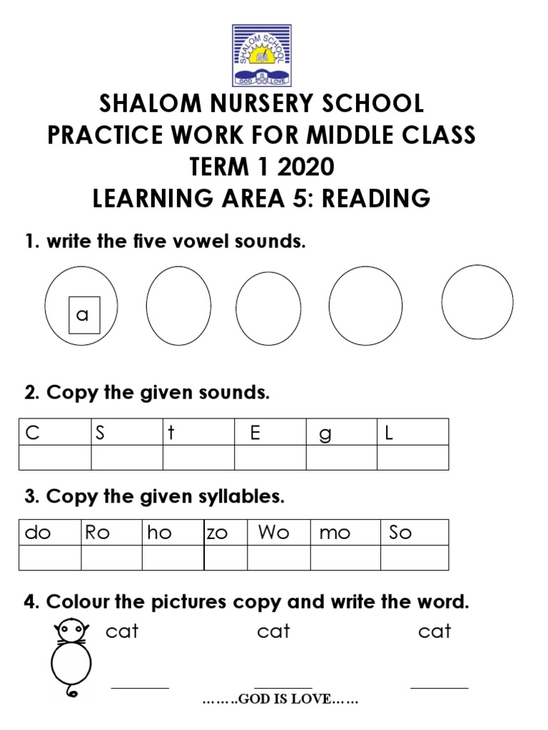 Reading Practice Work For Middle Class Term I 2020 | PDF | Language ...