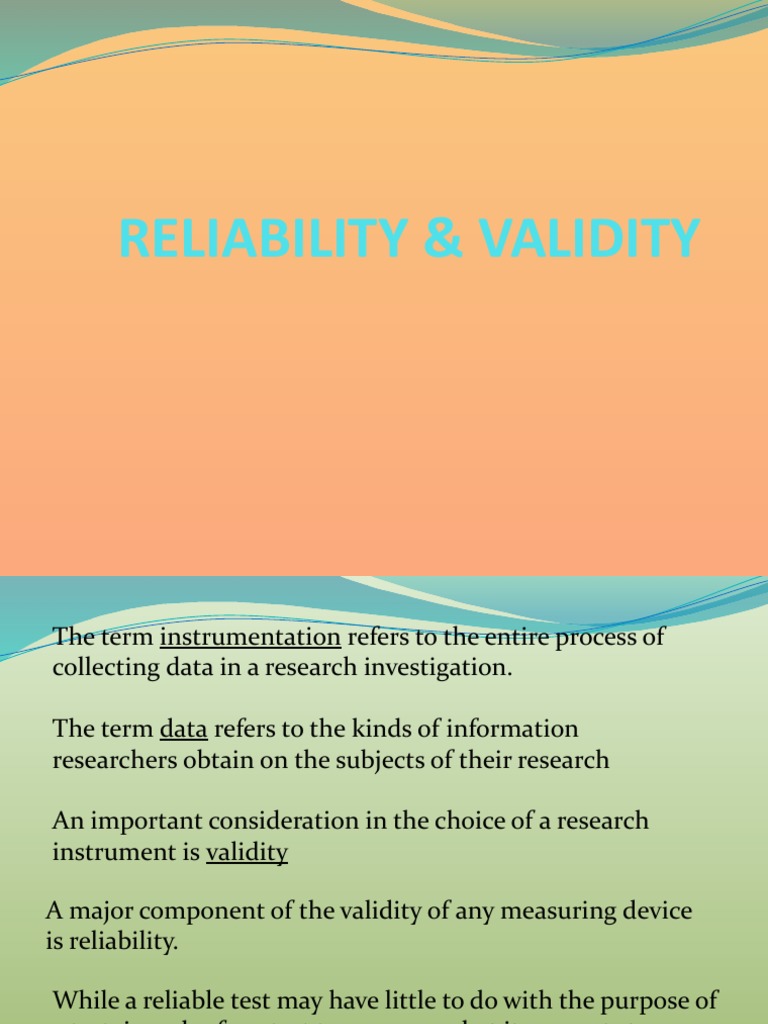 Reliability & Validity | PDF | Validity (Statistics) | Human Nature
