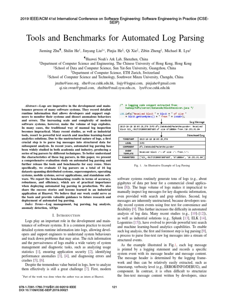 Tools and Benchmarks For Automated Log Parsing | PDF | Parsing | Cluster Analysis