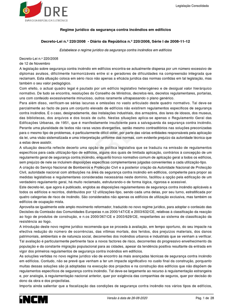 Decreto-Lei 220 - 2008 | PDF | Armazém | República
