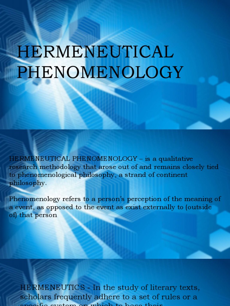 Hermeneutical Phenomenology | PDF | Hermeneutics | Ethnography