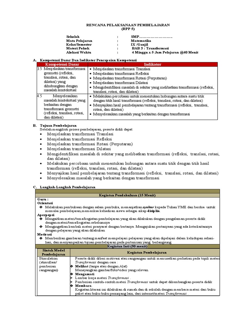 RPP 3.5 KLS 9 | PDF | Karier & Perkembangan