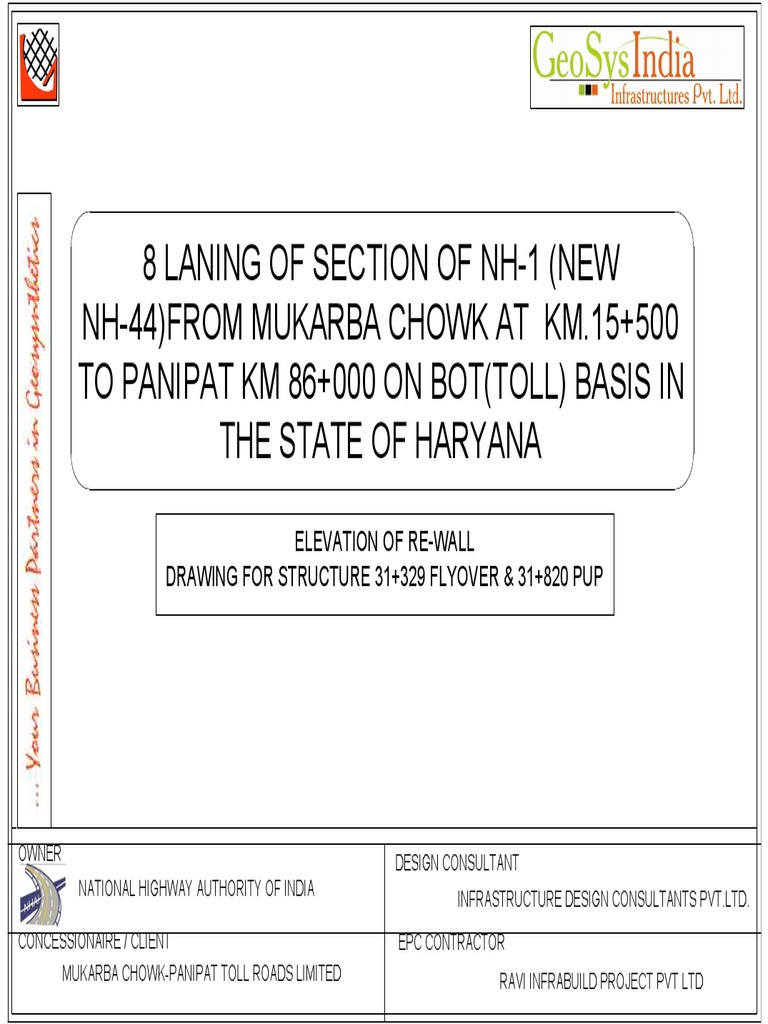 RE Wall Drawing For Structure 31+329 & 31+820 | PDF | Civil Engineering ...