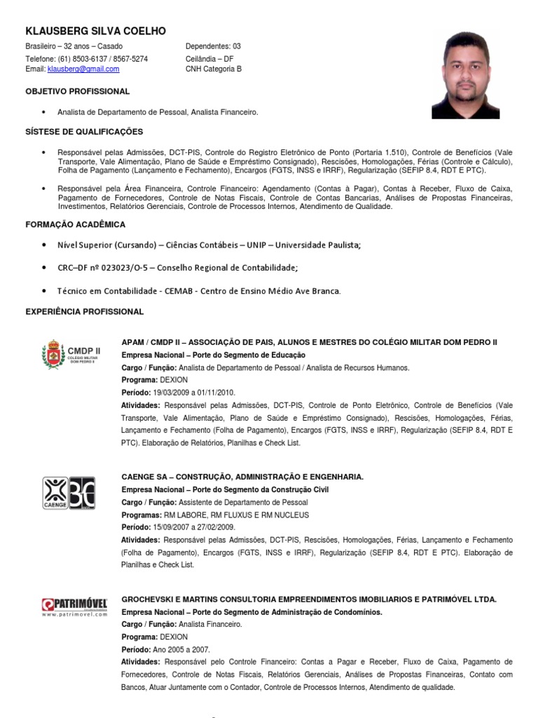 Klaus - Currículo Profissional | Contabilidade | Empréstimos