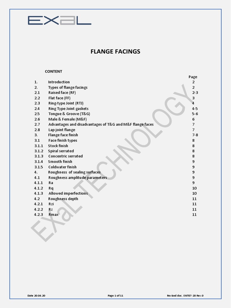Flange Facings: Content | PDF | Surface Roughness | Mechanical Engineering
