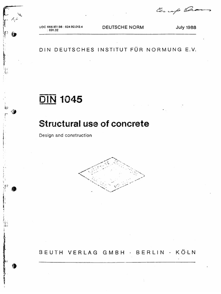 DIN 1045-88 Structural Use of Concrete-Design and Construction | PDF