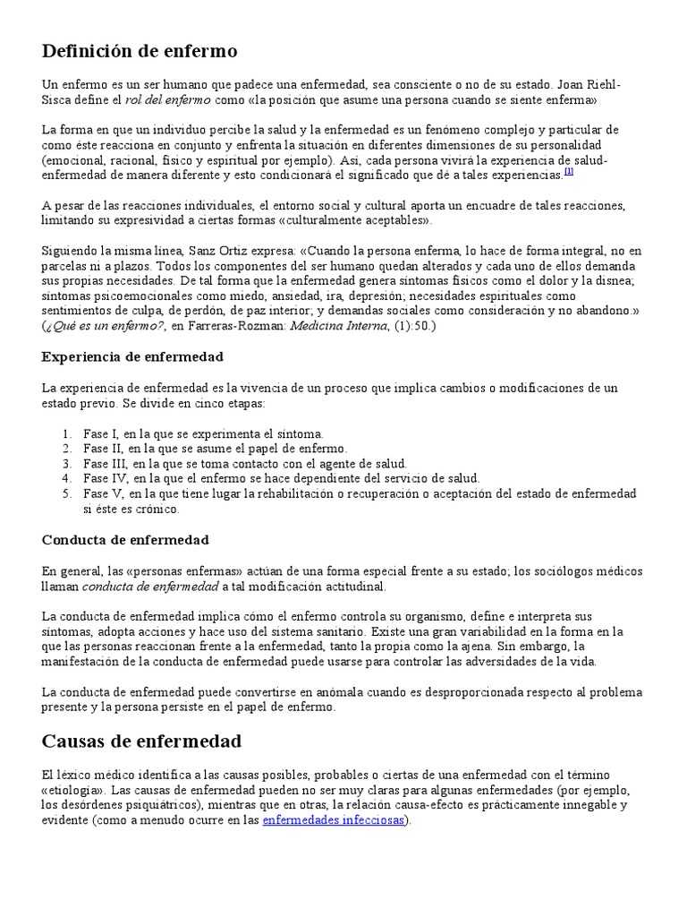 Definición de Enfermo | PDF | Medicina CLINICA | Medicina