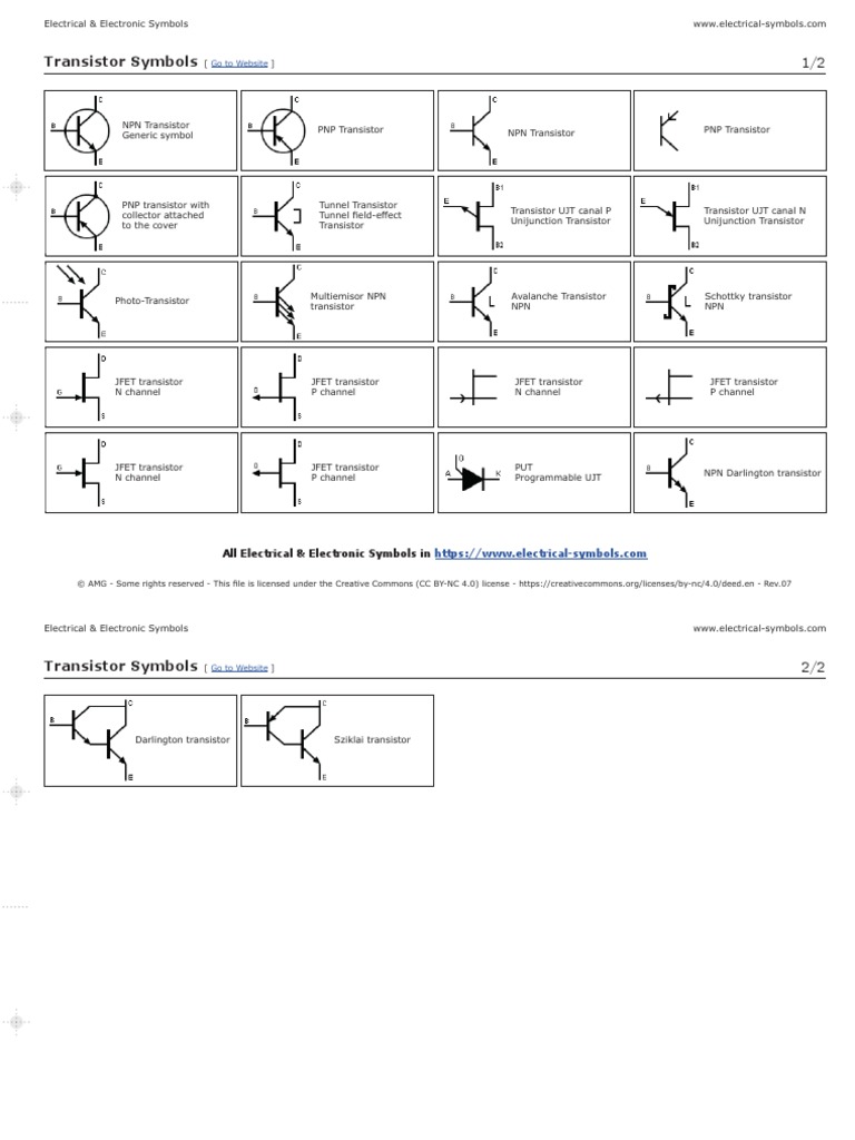 Transistor Symbols: Go To Website | PDF | Transistor | Bipolar Junction ...