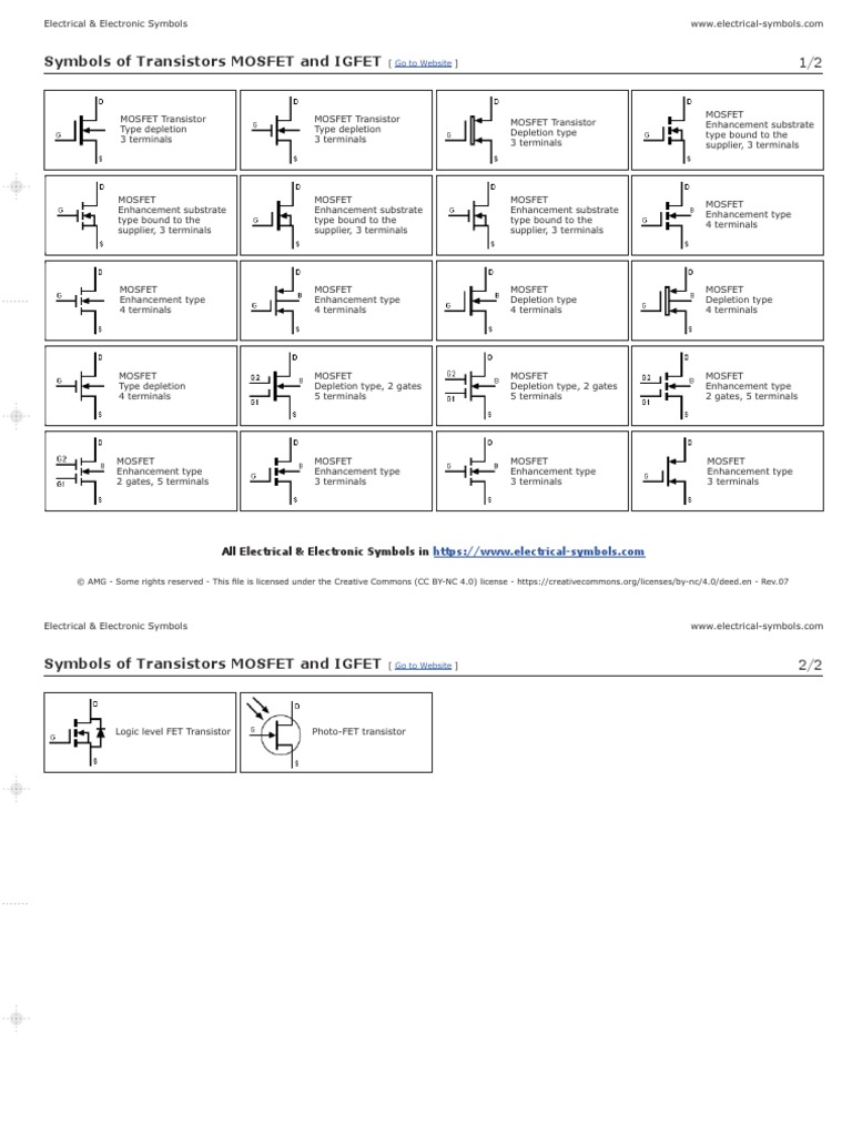 Transistors MOSFET IGFET Symbols | PDF | Field Effect Transistor | Mosfet