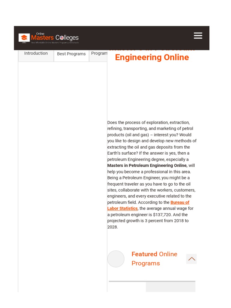 Online Master's in Petroleum Engineering | PDF