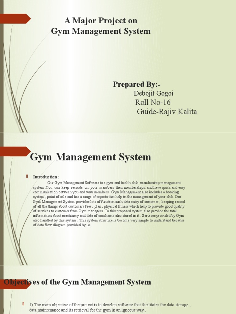 A Major Project On Gym Management System: Prepared By:-Roll No-16 | PDF ...