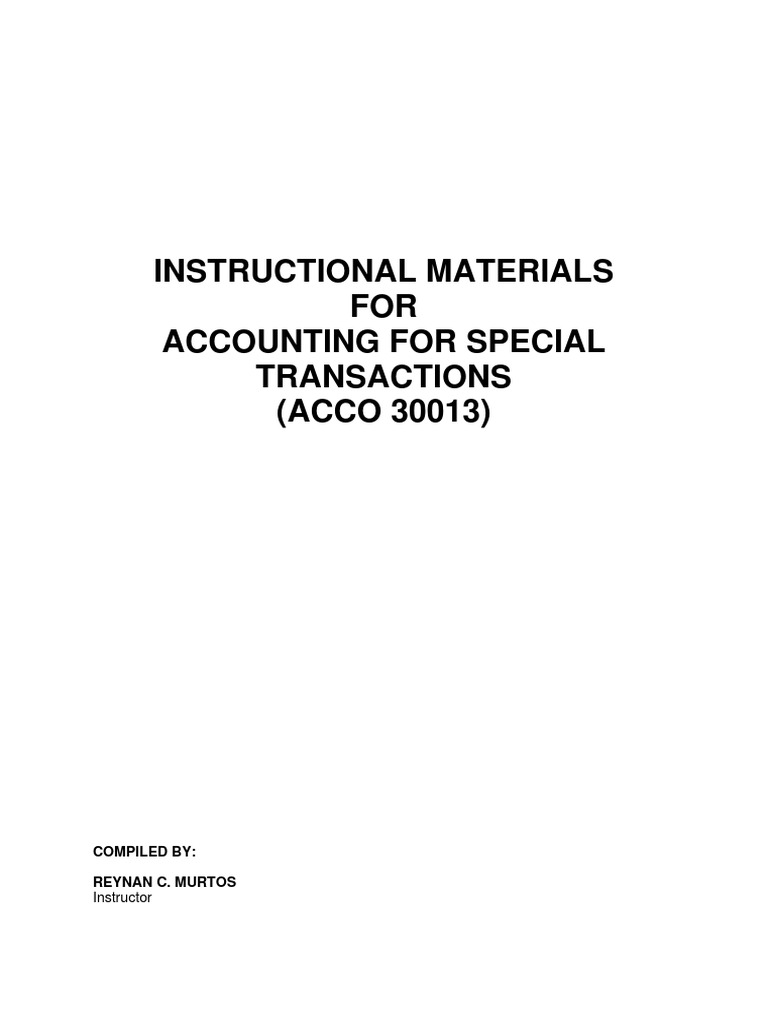ACCO 30013 - Accounting For Special Transactions | PDF | Partnership | Assignment (Law)