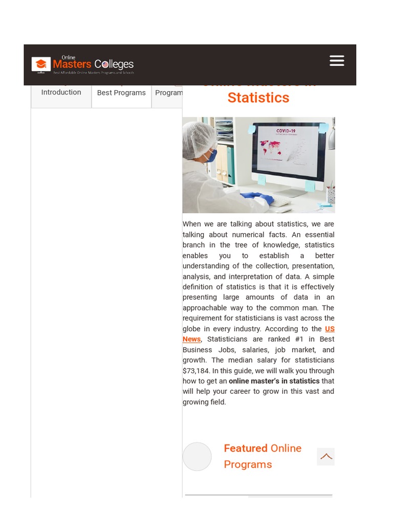 Online Masters in Statistics | PDF | Logistic Regression | Statistics