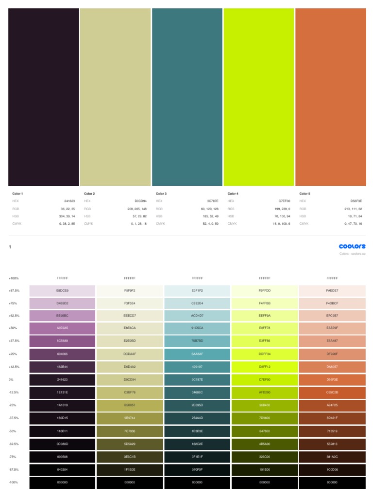 Color 1 Color 2 Color 3 Color 4 Color 5 | PDF | Rgb Color Model | Lighting