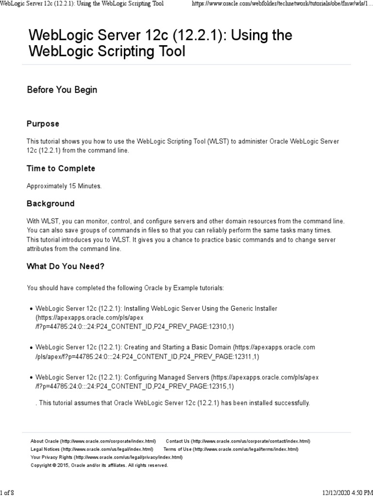Using The Weblogic Scripting Tool Pdf Boolean Data Type All Rights Reserved 