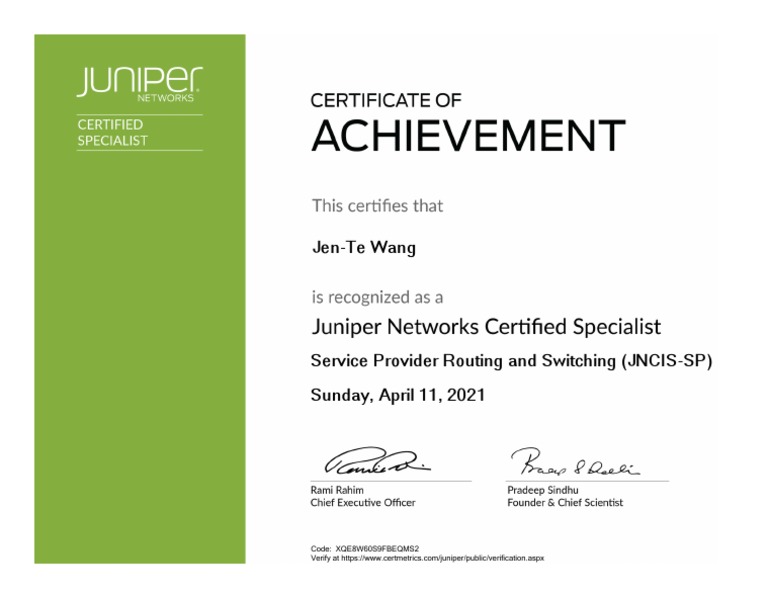 JNCIS-SP Certification Verification | PDF