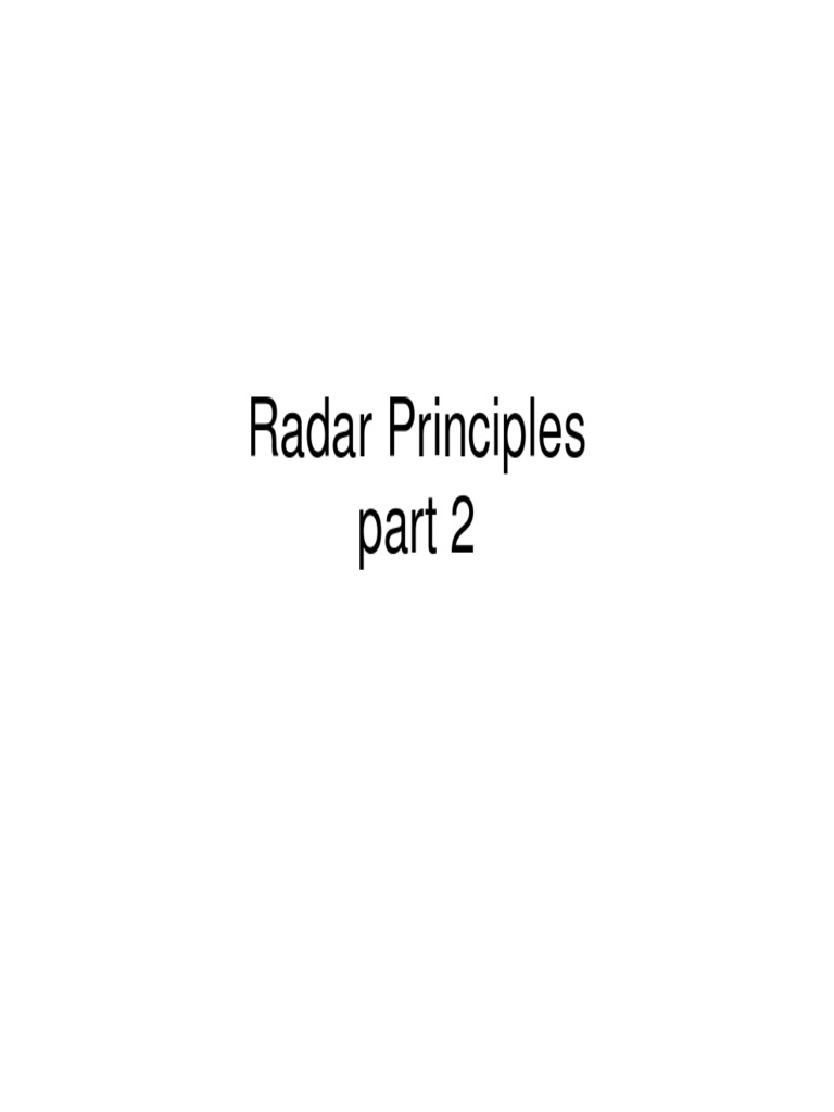 2 Radar Principle | PDF | Science & Mathematics