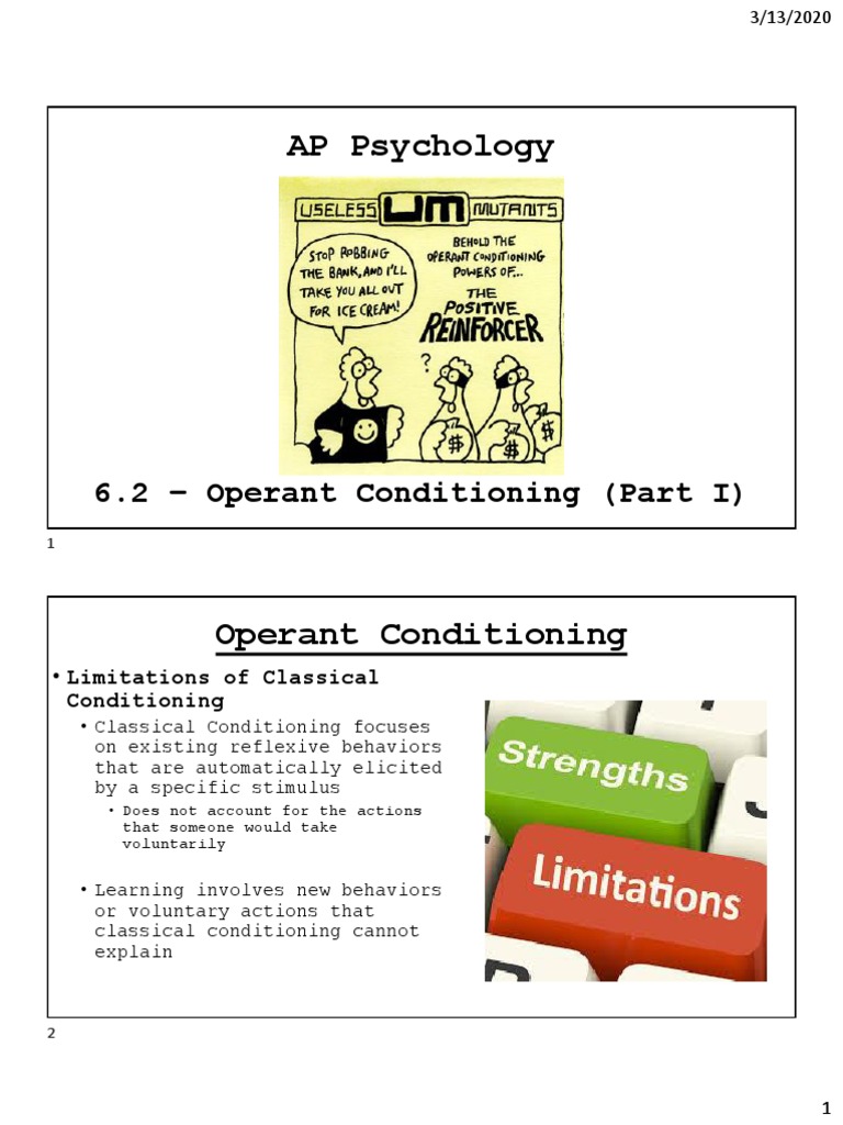 AP Psychology: 6.2 - Operant Conditioning (Part I) | PDF ...