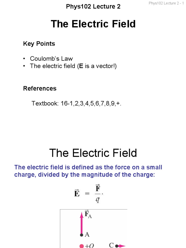 Coulomb's Law - The Electric Field (E Is A Vector!) | PDF | Electric ...