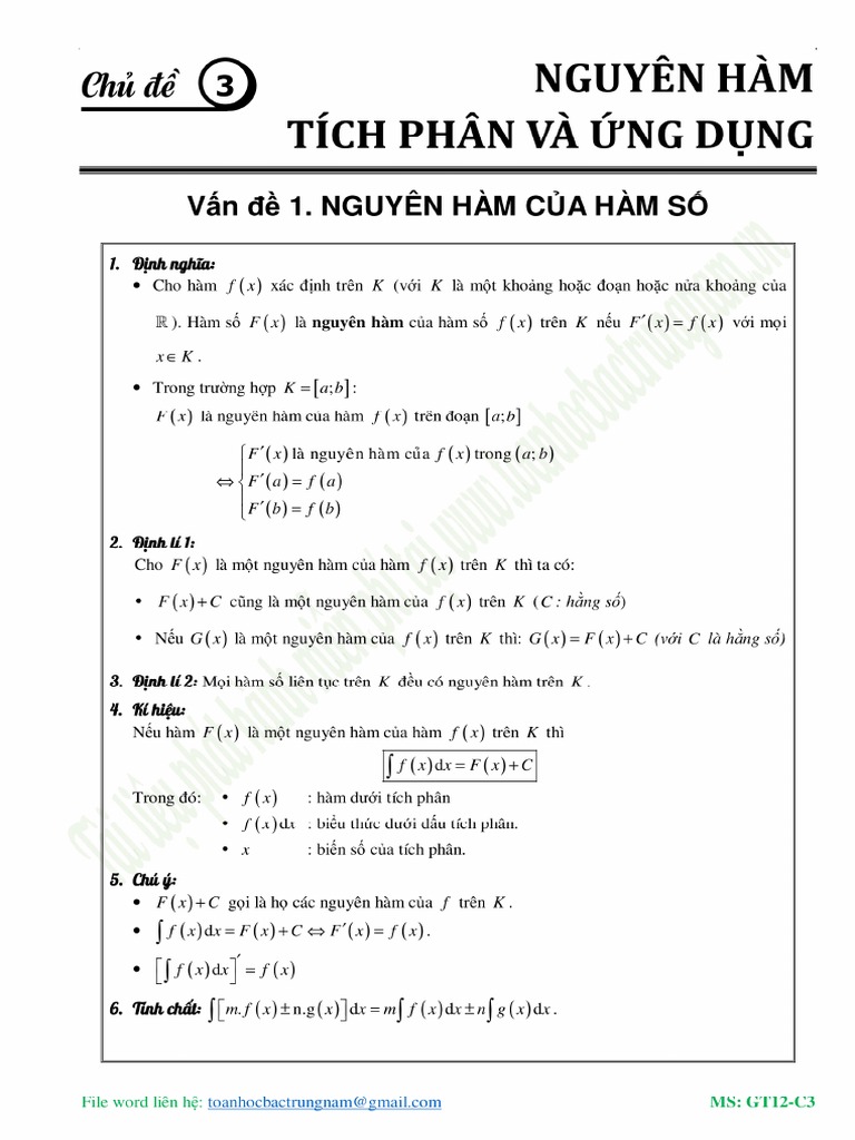Toan 12-1718-Cd3-Tich Phan-P1 | PDF