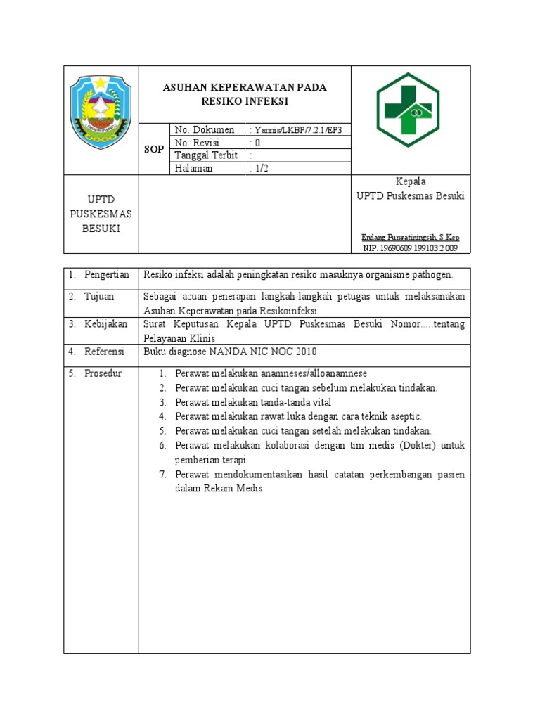 Sop Resiko Infeksi | PDF