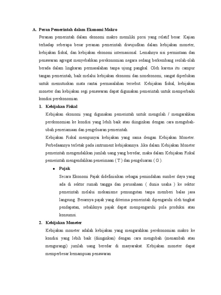 Peran Pemerintah dalam Ekonomi Makro | PDF