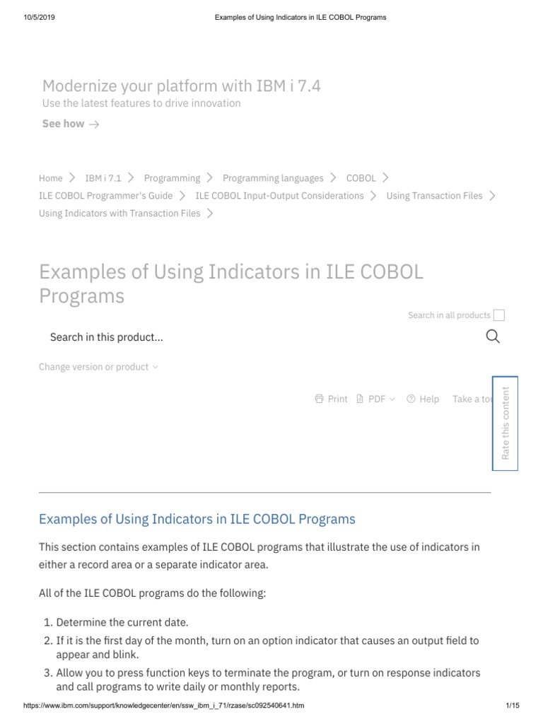 Examples of Using Indicators in ILE COBOL Programs | PDF Examples of Using Indicators in ILE COBOL Programs | PDF