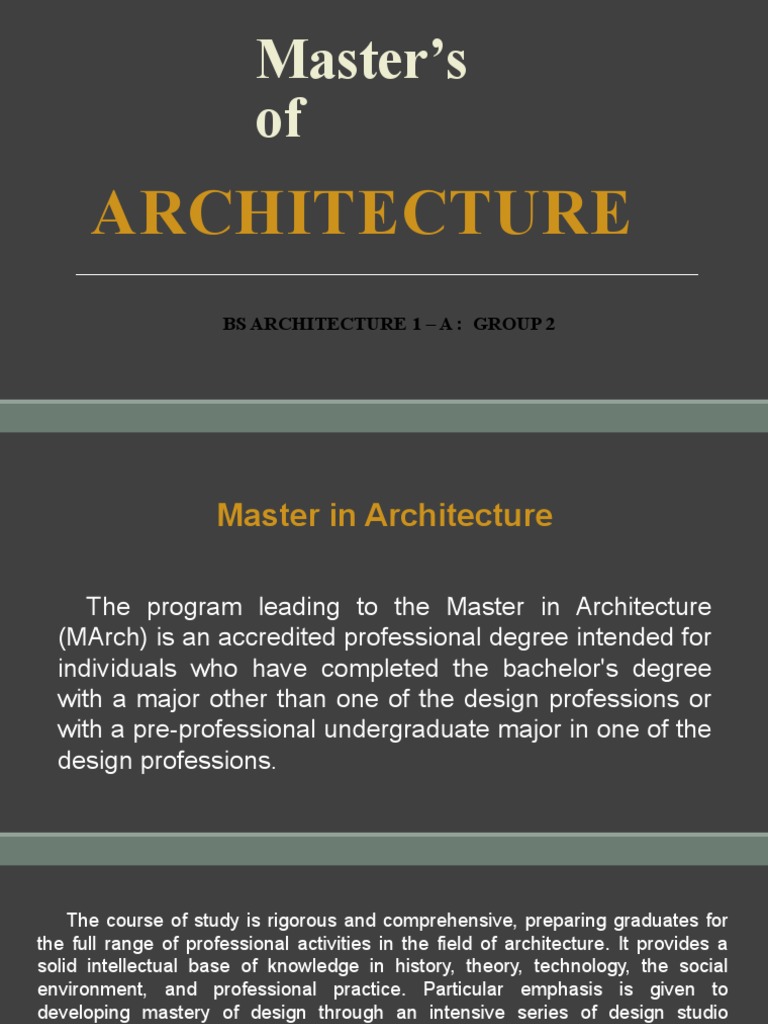 Masters of Architecture | PDF | Master's Degree | Architect