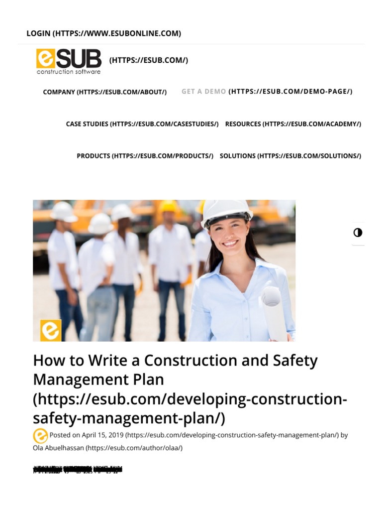 Developing Your Construction Safety Management Plan - eSUB Construction Software | PDF ...
