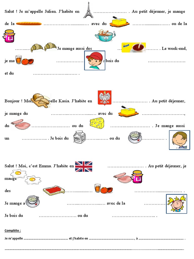 Le Petit Dejeuner Exercices | PDF