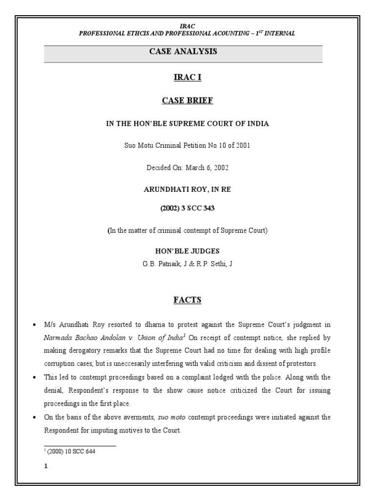 Arundhati Roy Contempt Case Analysis | PDF | Supreme Court Of India ...