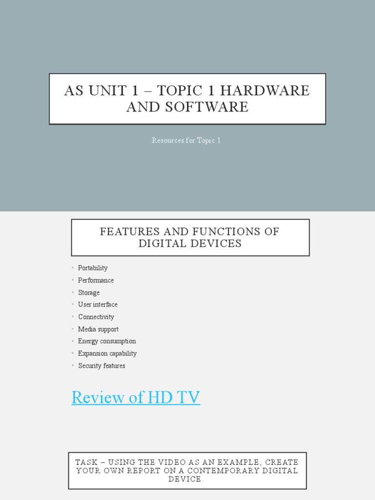AS Unit 1 - Topic 1 Hardware and Software | PDF