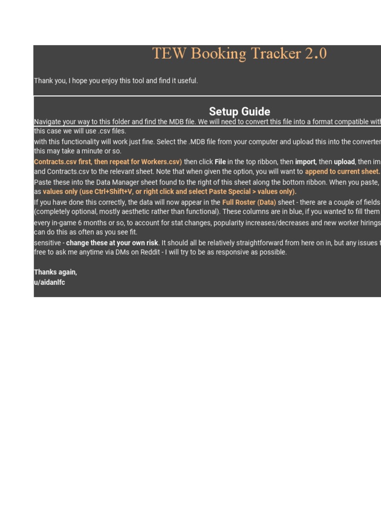 TEW Booking Tracker Setup Guide | PDF | Comma Separated Values ...