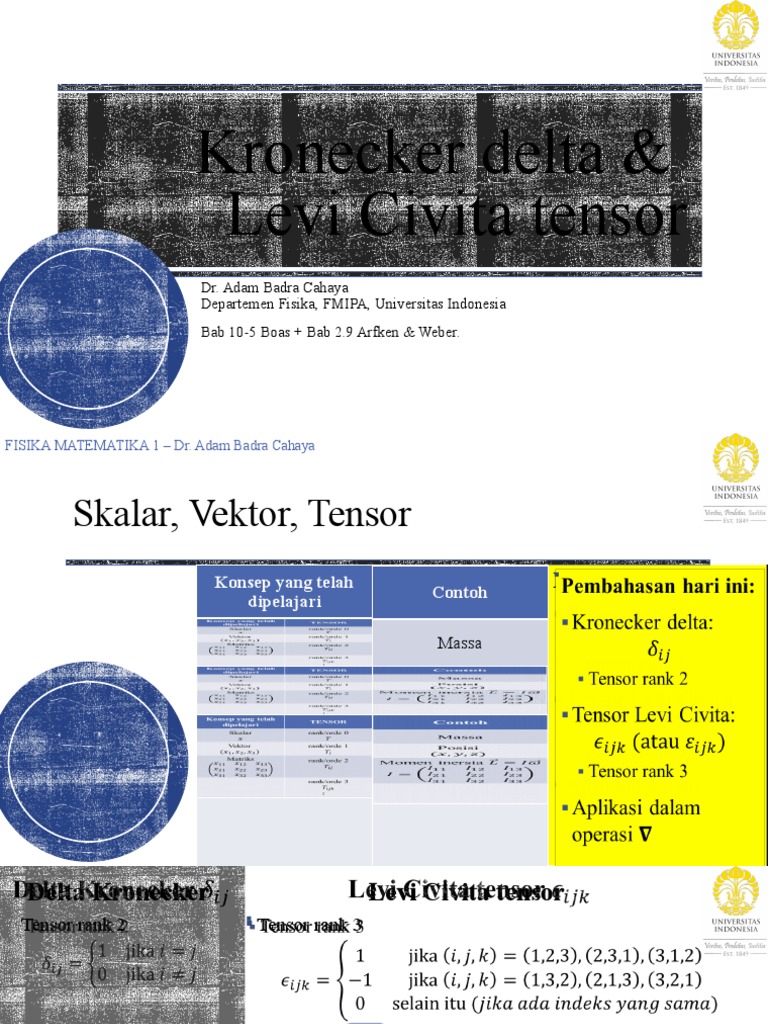 5 - Kronecker Delta & Levi-Civita Tensor | PDF | Metode & Bahan Ajar ...