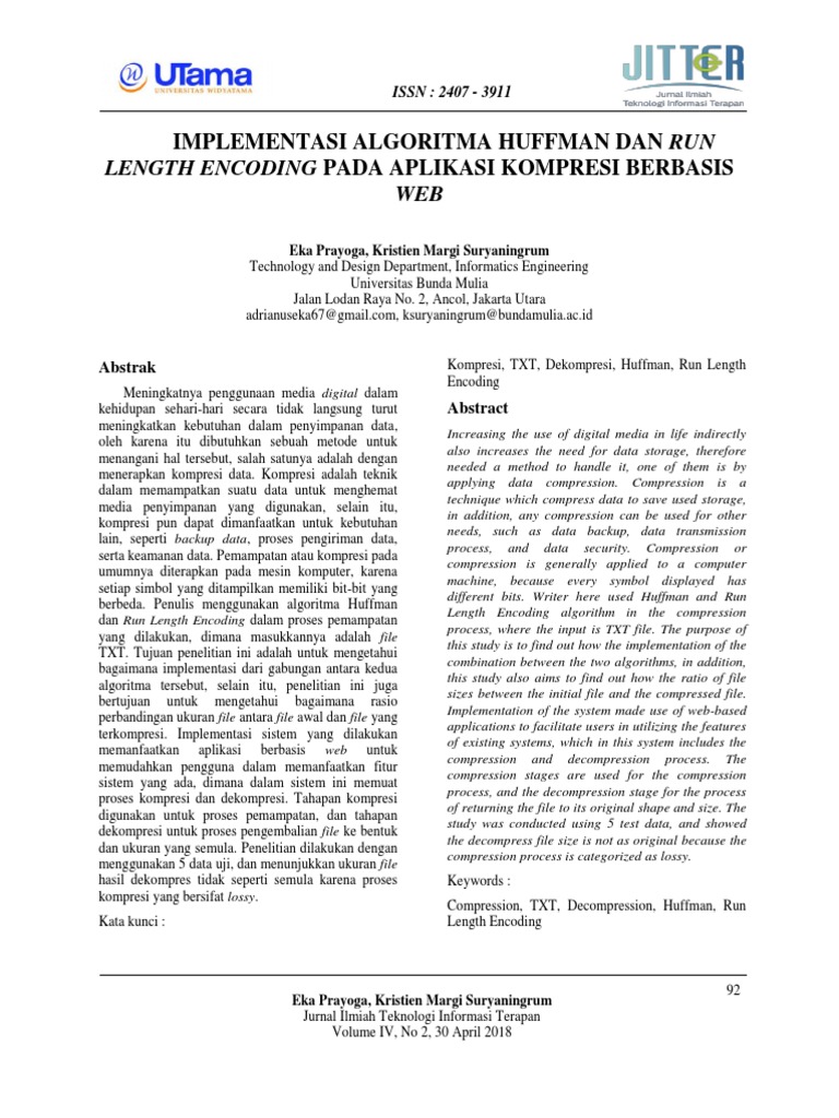 Implementasi Algoritma Huffman Dan Run Length Encoding Pada Aplikasi ...
