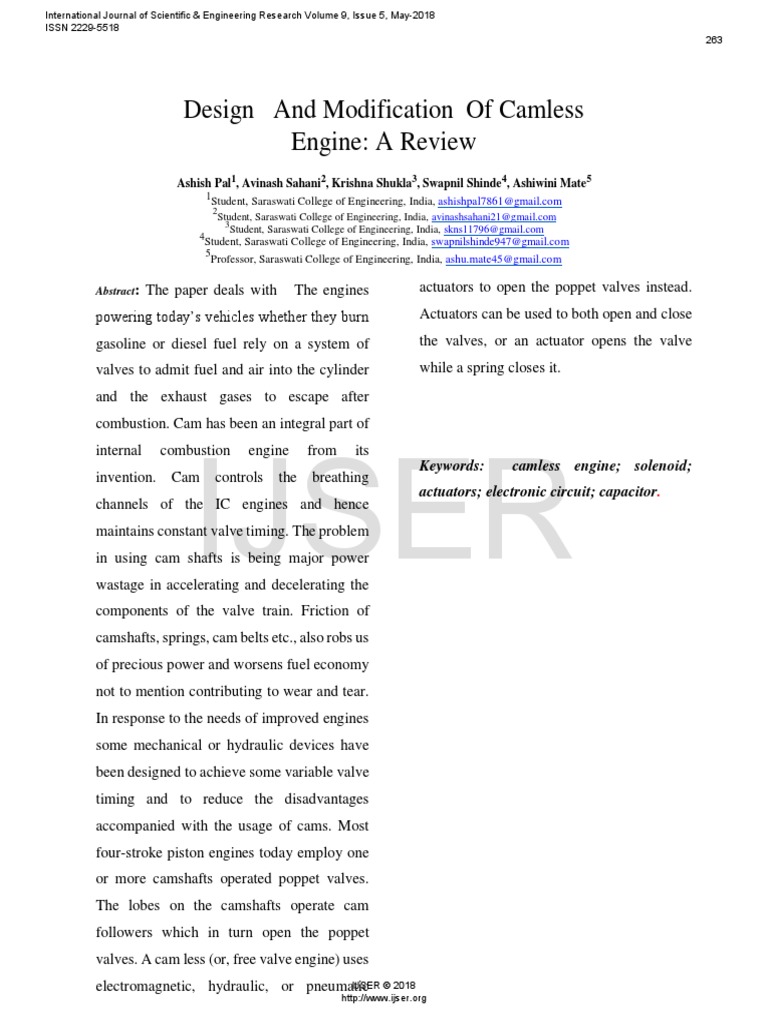 Ijser: Design and Modification of Camless Engine: A Review | PDF ...
